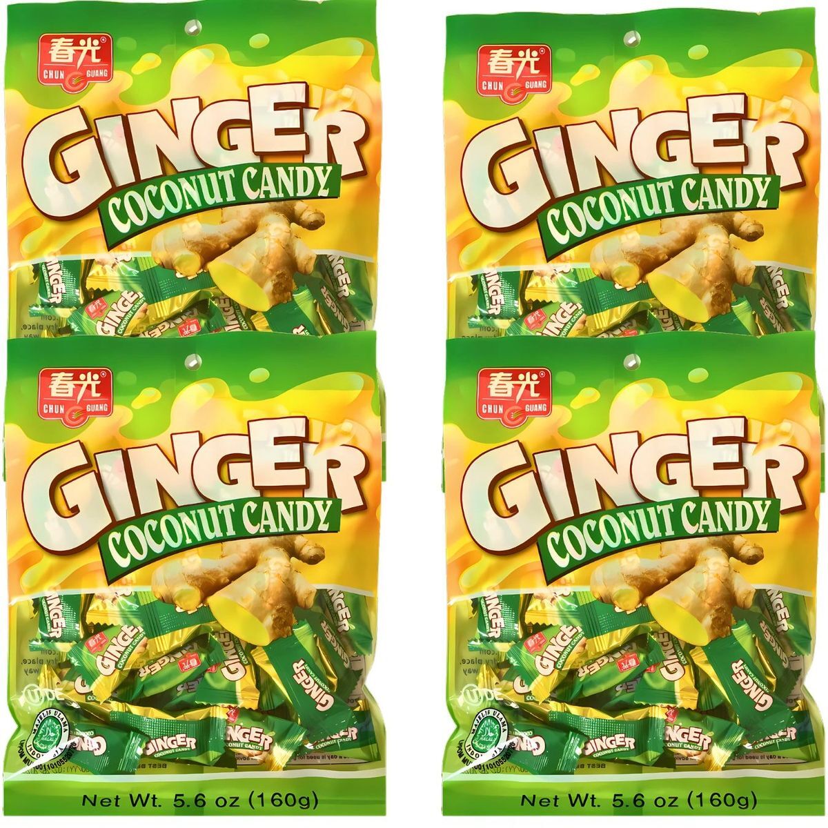 Chun Guang Ginger Coconut Candy 4 Pack Sweet Spicy Asian Huge End of ...