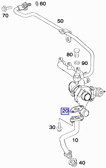 Mercedes Turbocharger Oil Return Pipe Line Seal Gasket A6111870680 New ...
