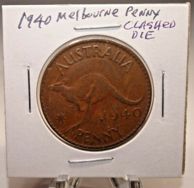 1940 CLASHED DIE - (Melbourne) Australia 1 One Penny - Australian Coin ...