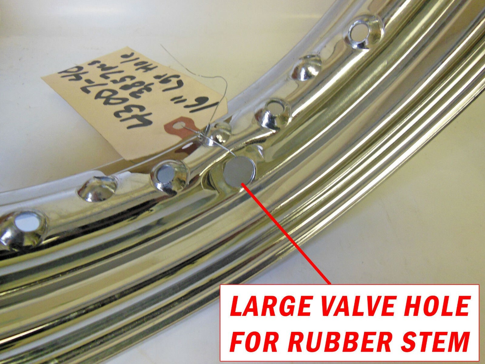 16x3" Chrome Drop Center Rim 40 Spoke HD Panhead Shovelhead LG Valve ...