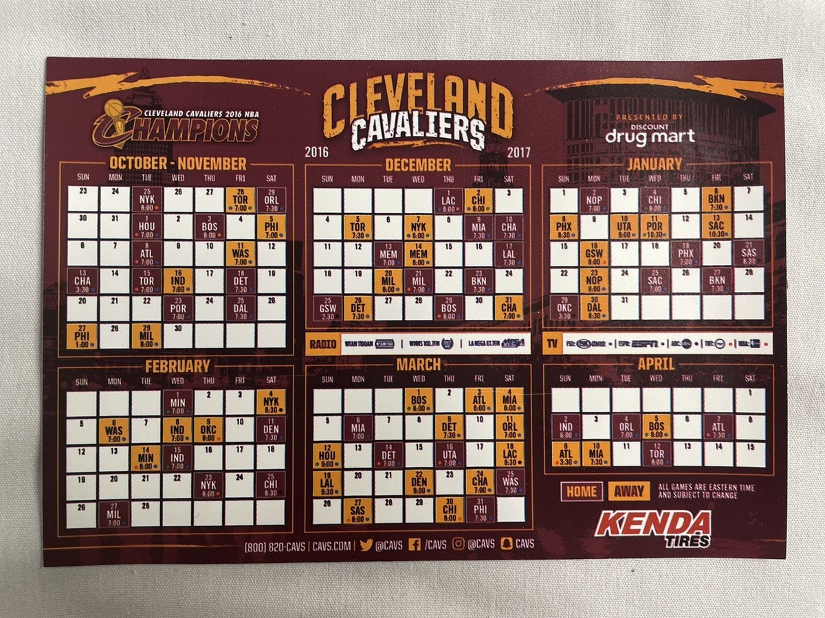 2016 Cleveland Cavaliers Schedule