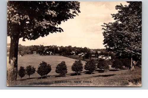 Meredith NY Delaware County, RPPC postcard, cottages belong to farm ...
