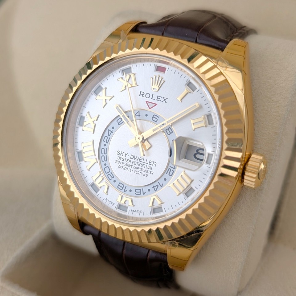 Rolex 326138 Sky-Dweller Silver Roman Dial 42mm 2017 Box & Papers NOS ...