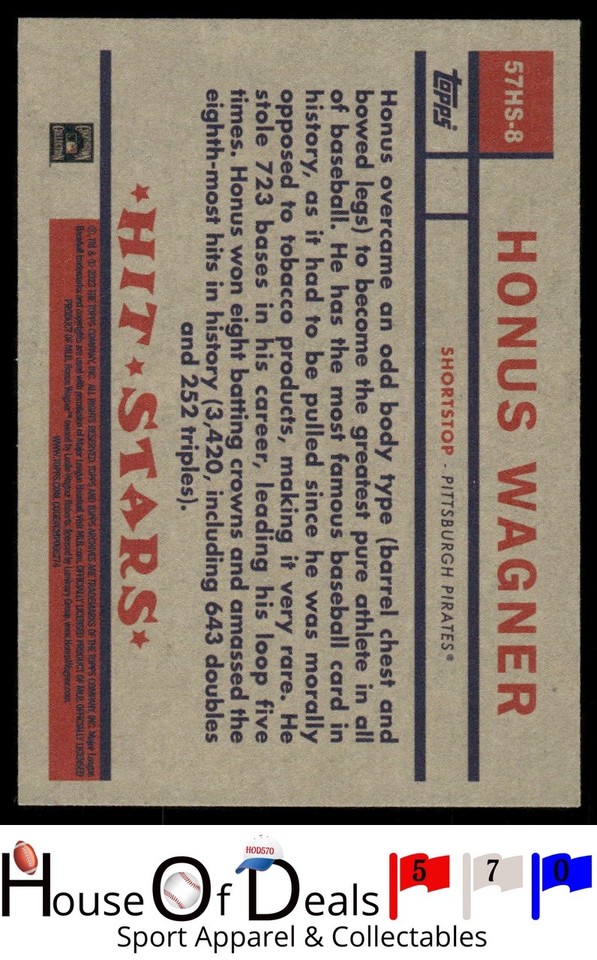 2023 Topps Archives #57HS-8 Honus Wagner 1957 Topps Hit Stars Pirates ...