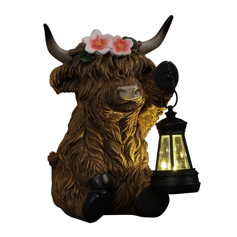 Highland Cow Solar Lantern - LED Light with Auto On/Off, Farmhouse ...