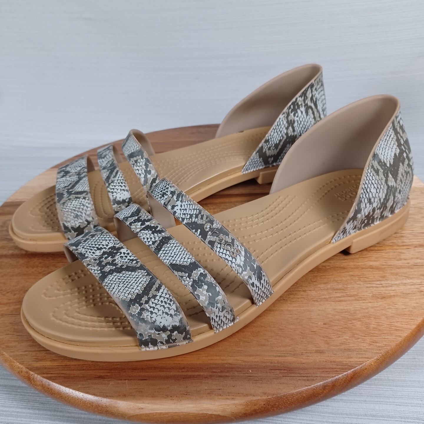 Crocs Tulum Sandals Gray Snake Skin Print Womens 9 Op… - Gem