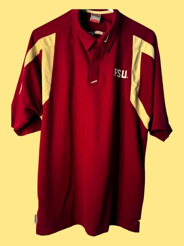 FSU Nike Fit-Dry Large Polo Short Sleeve Size Large Red and Gold | eBay