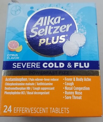 Alka-Seltzer Plus Powerfast Fizz Severe Cold & Flu, Citrus Effervescent ...