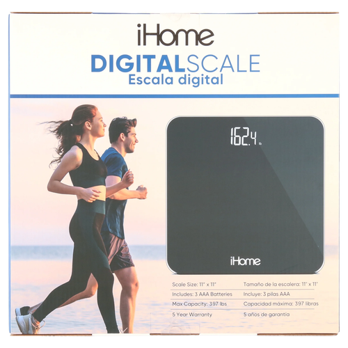 New iHome Digital Battery Powered Bathroom Scale 397 lbs, Black | eBay