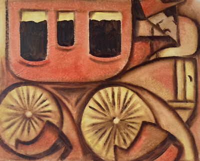 Abstract Western Art Wild West Decor Stagecoach Cowboy Original ...