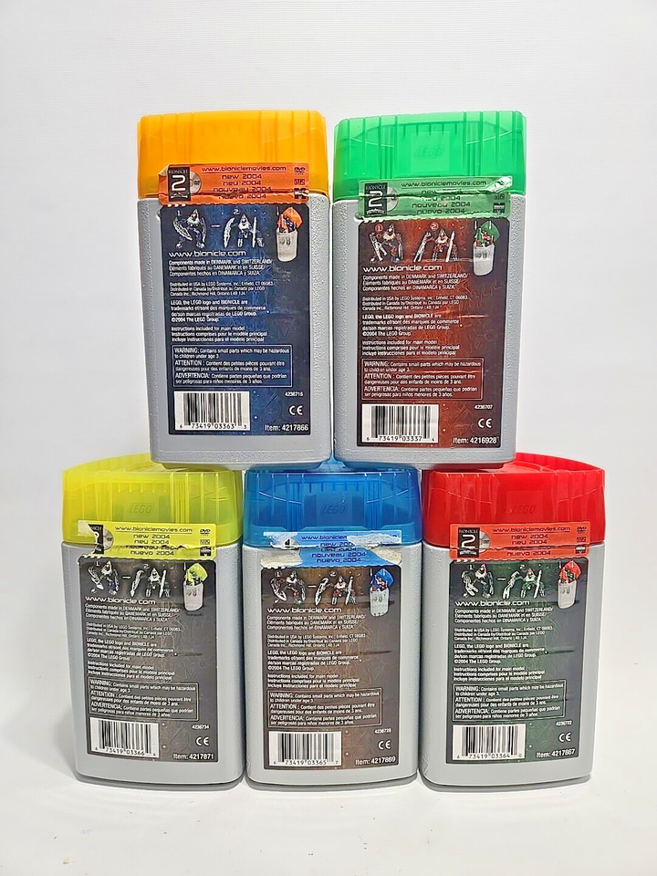 Lego Bionicle Metru Nui VAHKI (8614 - 8618) Kanohi Disks CANISTERS ...