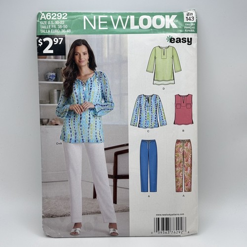 New Look 6292 Tunic w Shirttail Hem, Split Neck & Pull-On Pants Sz 10 ...