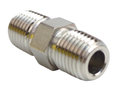 Parker 4-4 MHN-SS Stainless Steel 1/4” Male NPT Straight Hex Nipple ...