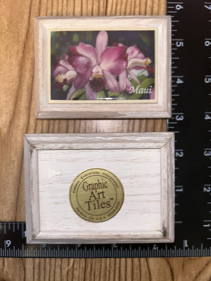 Kimberly Enterprises Graphic Art Tiles Wood Trinket Box Floral | eBay