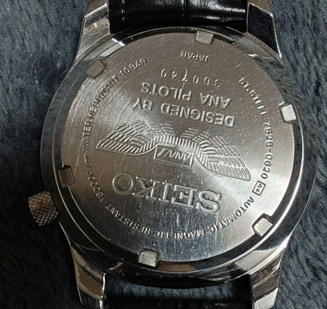 SEIKO ANA Pilot Limited Edition 7S26-0620 Black Automatic Used Working ...