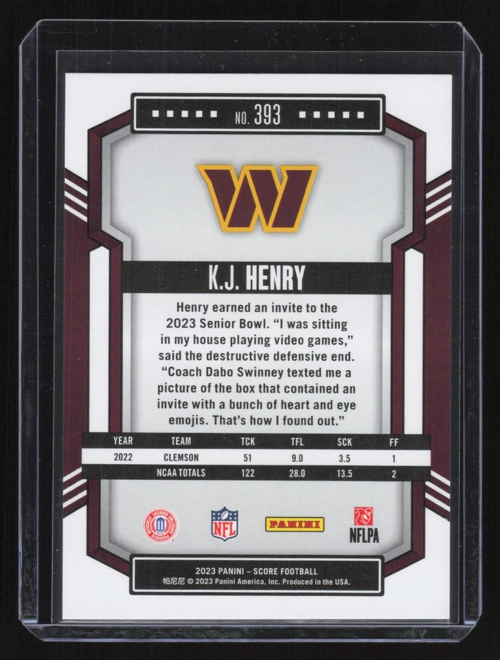 2023 Panini Score KJ Henry #393 Gold Zone Rookie Holo Foil /50 | eBay
