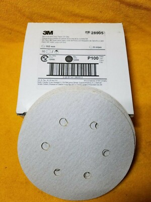 3M NX Hook and Loop Paper Disc, 6" in Grade P100 (50) Count Box 6 hole ...