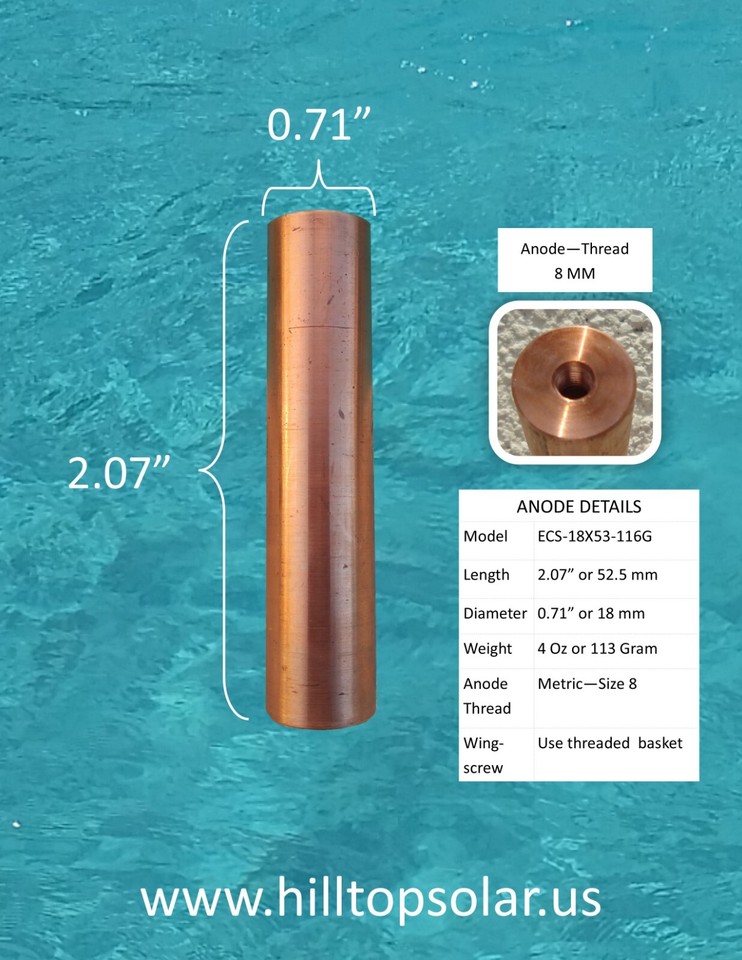 Solar Pool Ionizer 7.0V | LED On/Off | Self-cleaning anode | Threaded ...