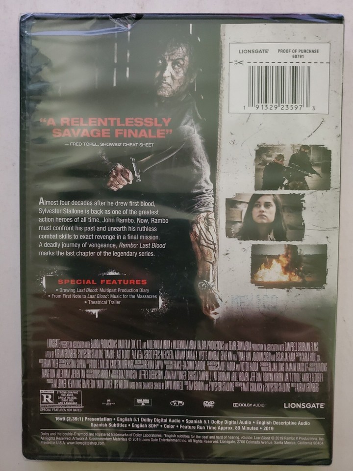 Rambo: Last Blood (DVD, 2019) Sylvester Stallone, New & Sealed ...