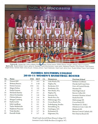 EMMA CANNON Signed 8.5 x 11 Photo WNBA Basketball INDIANA FEVER Las ...