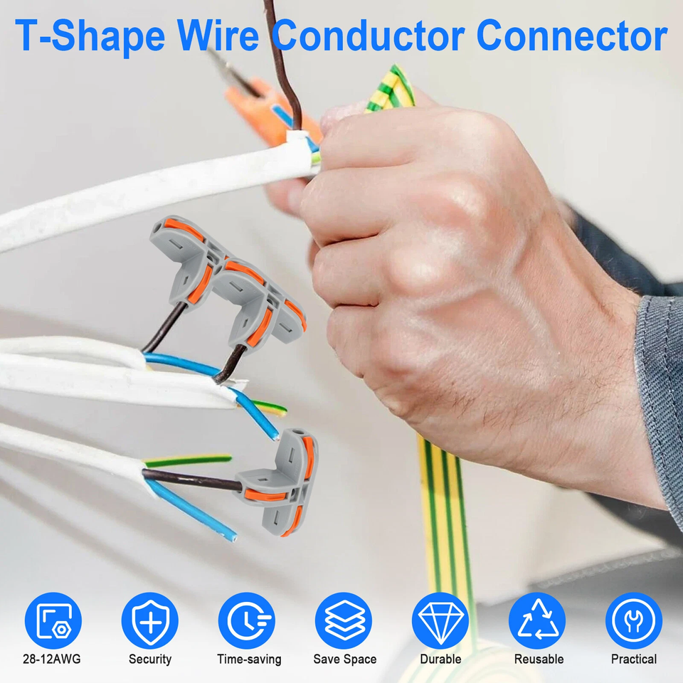 30Pcs Compact Wire Conductor T-Shape Lever Nut Connectors Kit w/Box for ...