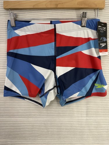 Speedo Men’s Square Leg Race Swim Trunk PowerFLEX Eco Red White Blue ...