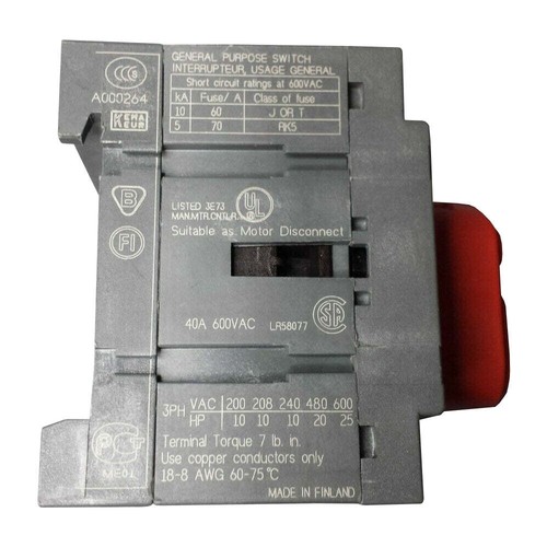 ABB (OT32E3) 40 Amp Disconnect Switch for sale online | eBay