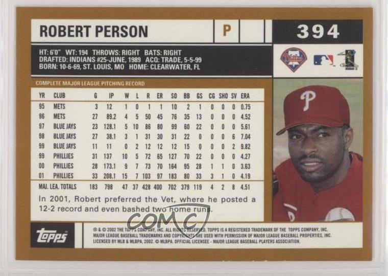 2002 Topps Limited Edition Robert Person #394 | eBay