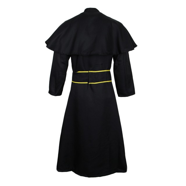 Men Vicar Priest Halloween Fancy Dress Outfit Church Costume Cross Robe ...