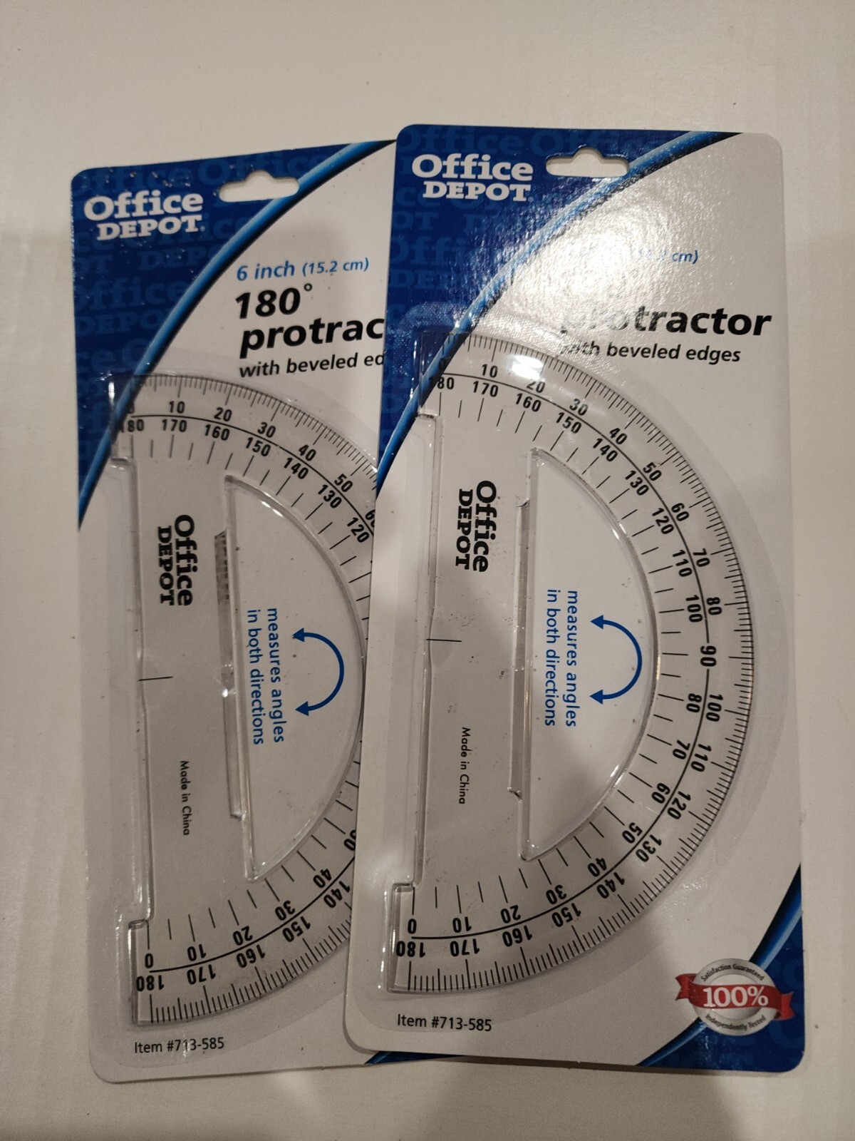 6" Plastic 180 Degree Protractor with beveled edges Offuce Depot 2 Pack ...