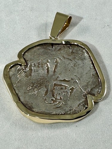 Concepcion 1641 Silver Ship Wreck 8 Reales Mexico Coin 14K Gold Pendant ...