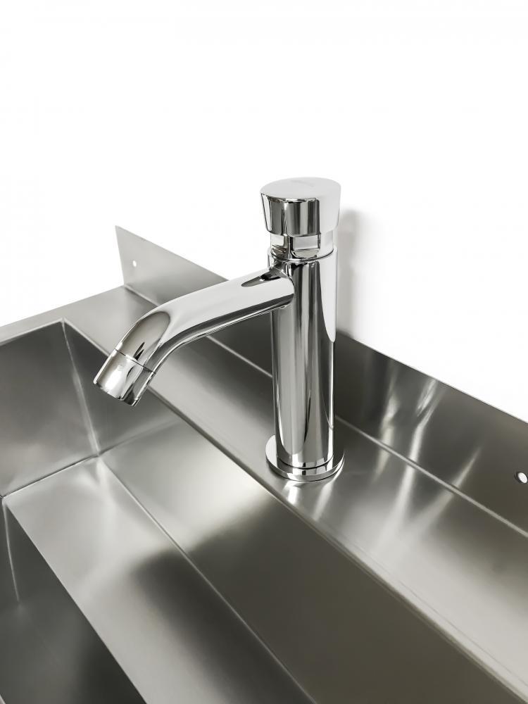 SQUID 1200 TROUGH Hand Wash SINK PUSH TAPS Stainless Steel Wall Mounted ...