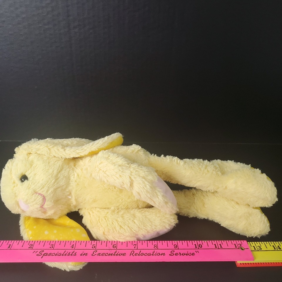Kellytoy Yellow Bunny Rabbit 13" Plush Polka Dot Ears, Feet - Pink Paws ...