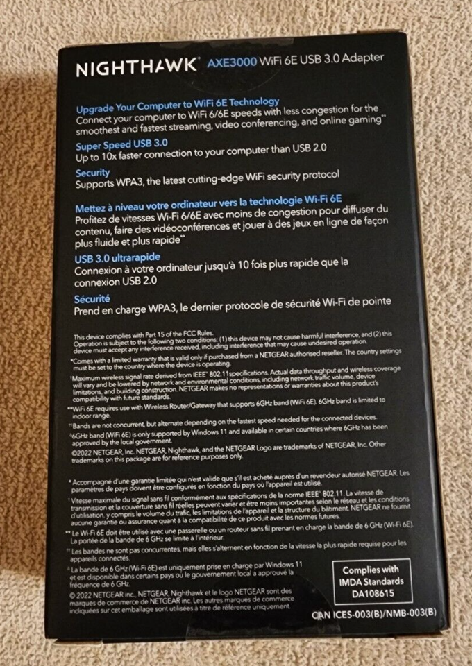 Netgear A8000 Nighthawk AXE3000 WiFi USB Adapter USB 3.0 Tri-Band WiFi ...