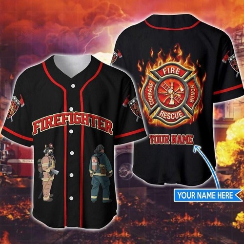 Firefighter Fire Personalized Baseball Jersey Shirt Gift Men Women | eBay