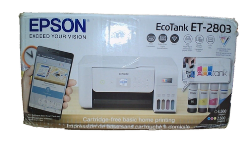 Epson EcoTank ET-2803 Color Inkjet All-In-One Printer - White - AS IS ...