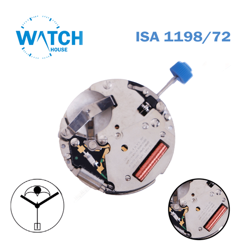 ISA 1198/72 Swiss Made Movement, Moon phase, Blue Date Disk at 6. | eBay