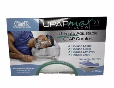 CPAP Max 2.0 PILLOW Ultimate Comfort Adjustable 2.0 White Contour ...