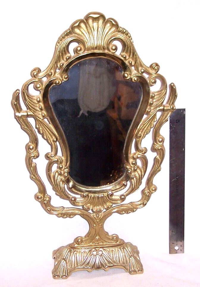 VINTAGE 20 " BEAUTY & THE BEAST " Rococo Style Ornate Brass Swivel ...