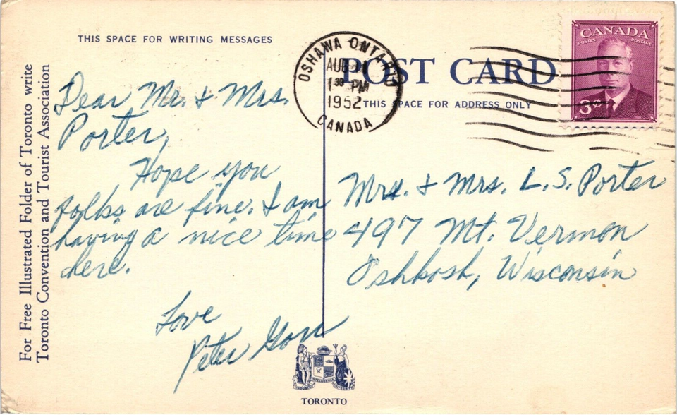 CANADA Toronto Ontario Queen's Wharf Lighthouse Lakeshore Drive c1952 ...