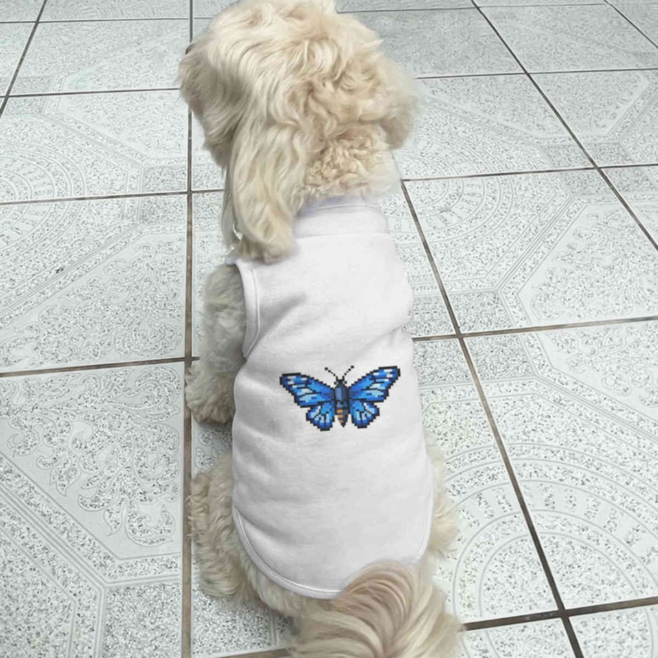 'Blue Pixel Art Butterfly' Pet Dog / Cat T-Shirt (PT060031) | eBay UK