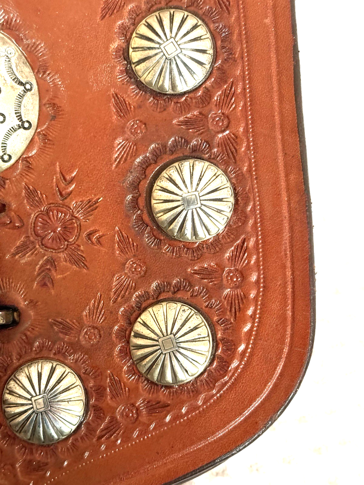 Vintage Hand Tooled Leather Western Belt Pouch Native American Silver ...