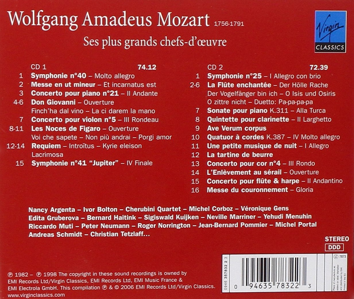 Compilation Mozart Ses Plus Grands Chefs D'Oeuvre (CD) | eBay