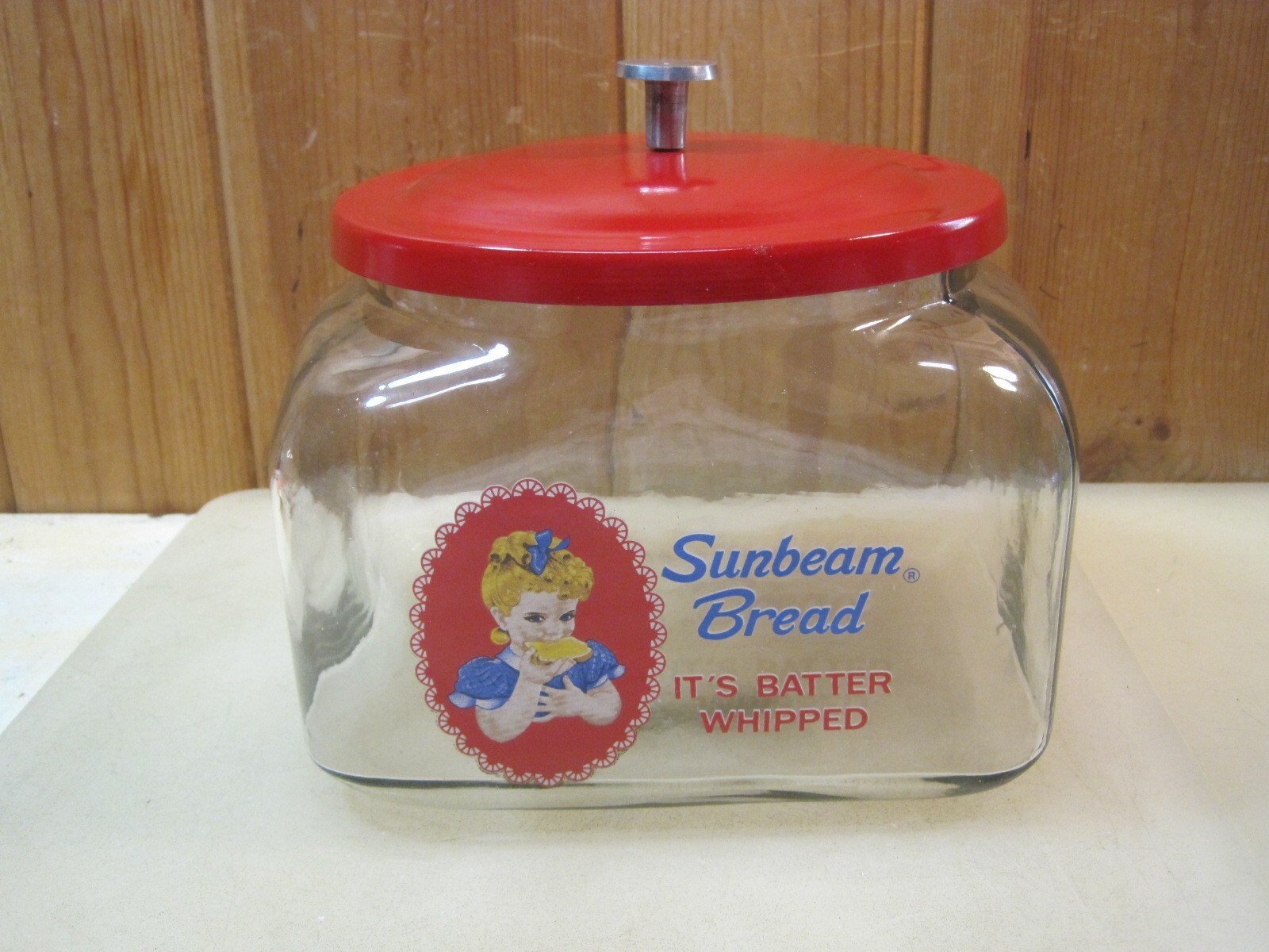 Sunbeam Bread Advertising General Store Counter Snack Jar with Metal ...