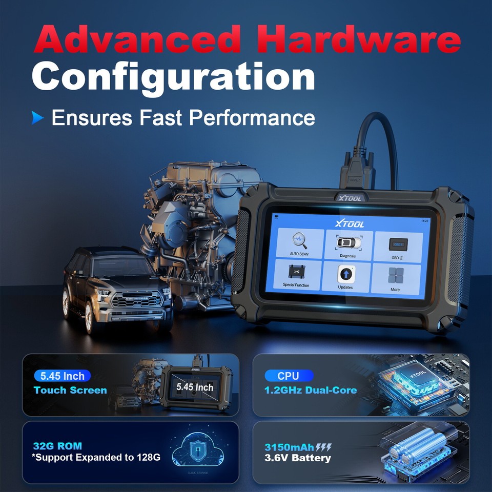 XTOOL D5S Car Engine Check OBD2 Scanner AT SRS ABS Diagnostic Code ...