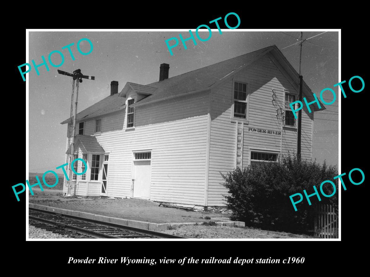 OLD LARGE HISTORIC PHOTO OF POWDER RIVER WYOMING RAILROAD DEPOT STATION ...
