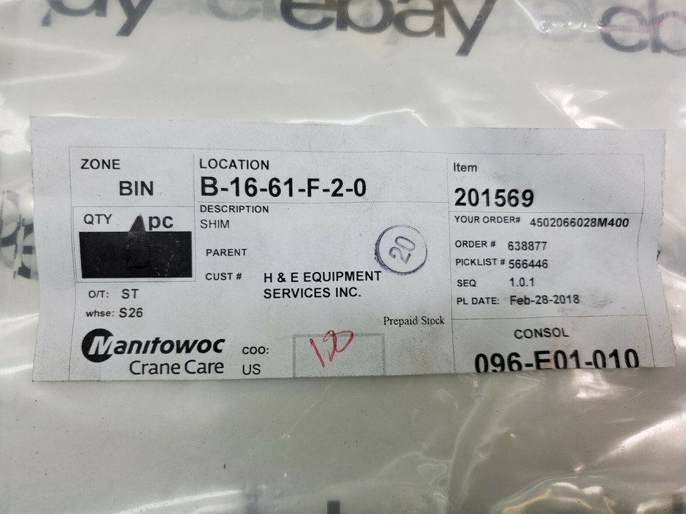 Manitowoc Grove OEM part 201569 Shim | eBay