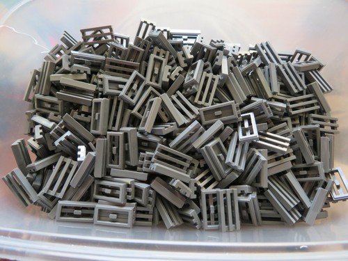 LEGO 20 Dark Bluish Gray Tile Modified 1 x 2 Grille with Bottom Groove ...