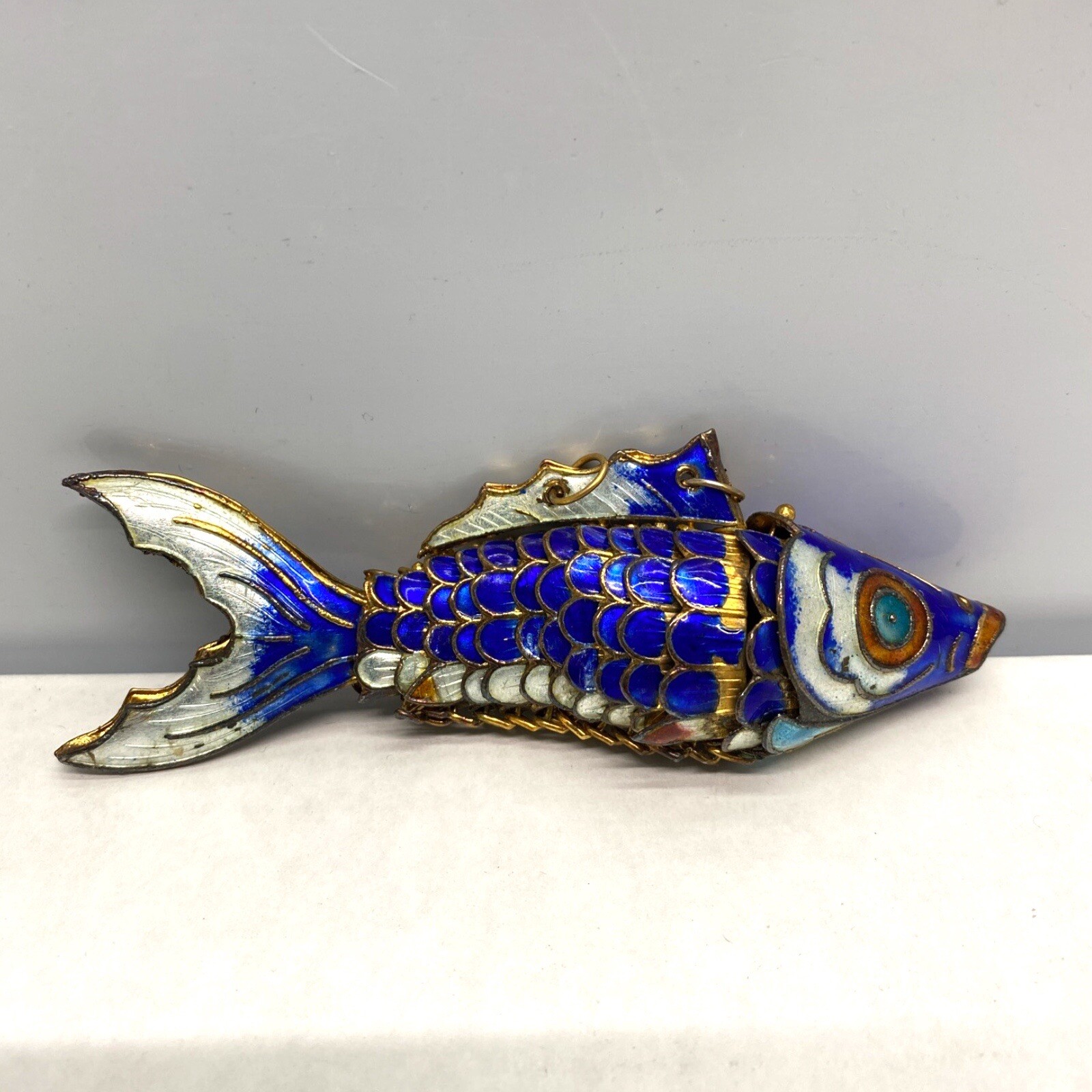 CLOISONNE ENAMEL KOI FISH ARTICULATED PENDANT - See M… - Gem