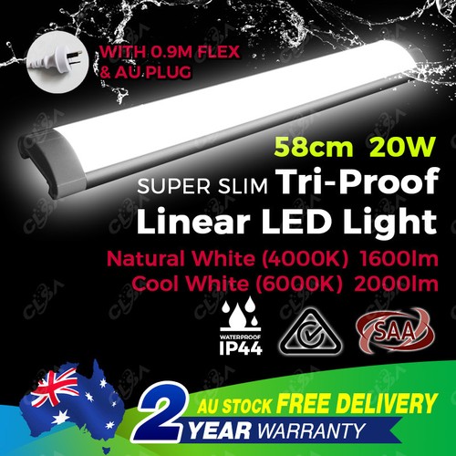 20W 60 cm 2FT Slimline LED Batten Linear Light Tube Fixture Ceiling ...